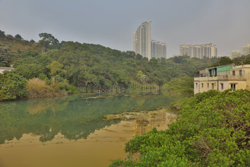 The bay of Ma Wan Chung stock image. Image of house, bank - 91921811