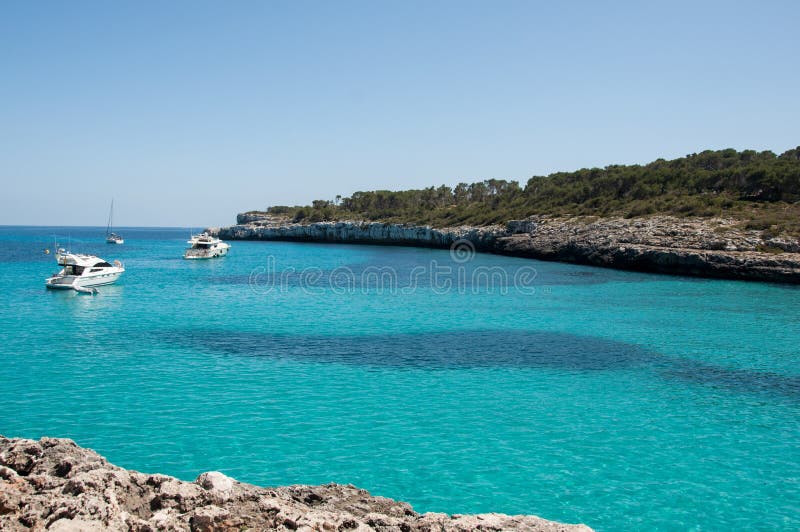 Bay on Majorca stock image. Image of motorboat, water - 47242205