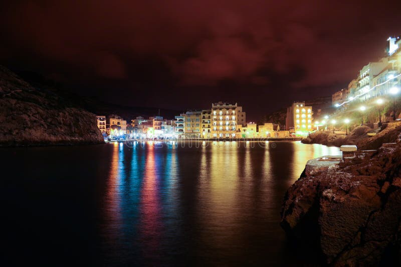 Bay at night stock photo. Image of scene, exposure, buildings - 54221230