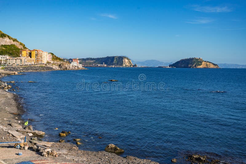 Bay of Pozzuoli and the Nisida Island Viewed from the Seafront Stock ...