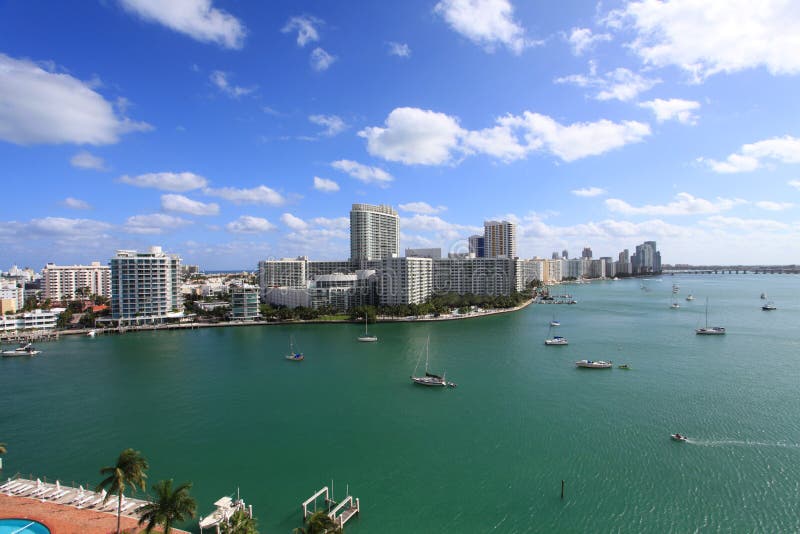 Bay side of Miami Beach stock image. Image of beach, flamingo - 28082999