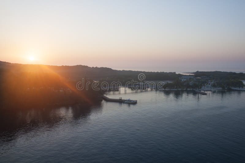 The bay at sunset stock photo. Image of docks, beautiful - 148189938