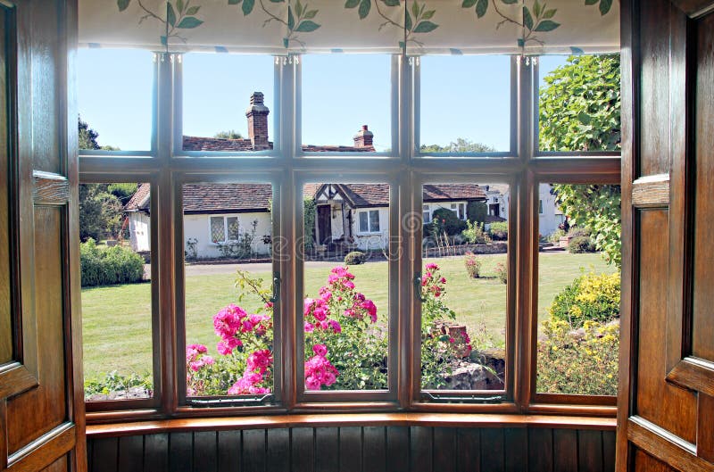 View of Garden through a Window Stock Image - Image of sunlight, garden ...
