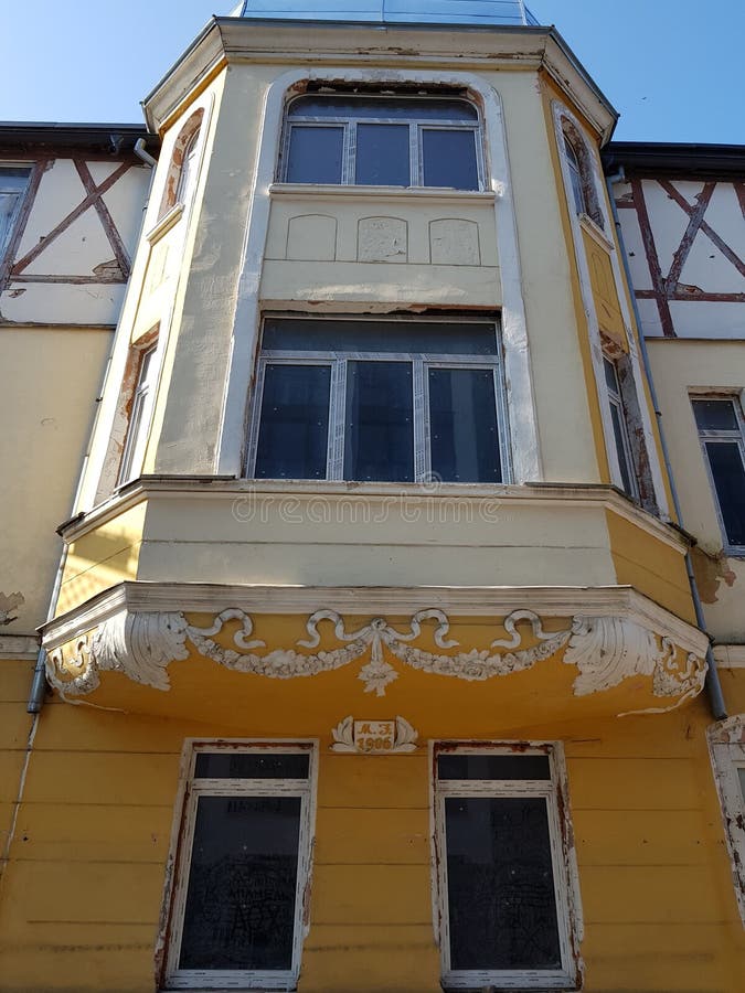 Bay Window in an Old Stone Building Stock Image - Image of wall ...
