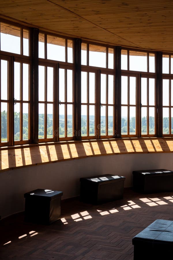 Bay Window with Rustic Landscape View in Old Castle Stock Image - Image ...