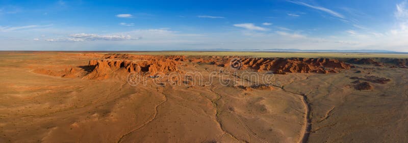 Bayanzag Flaming Cliffs Gobi Desert Mongolia Plain Stock Image - Image ...