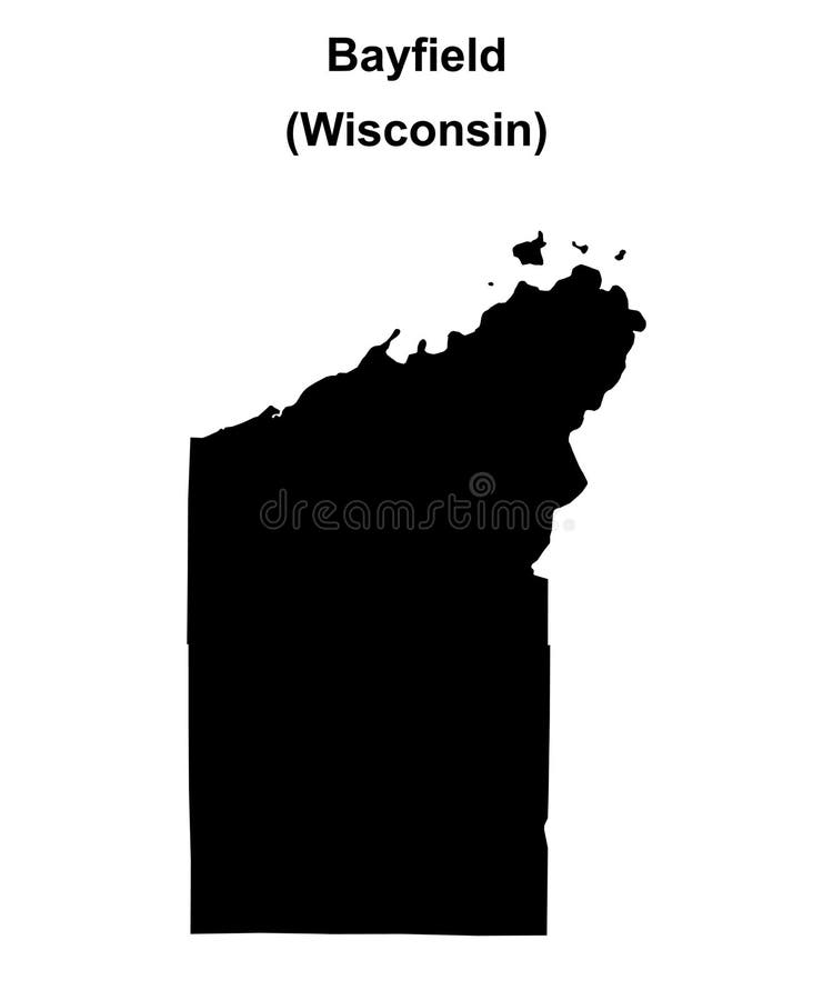 Bayfield outline map stock vector. Illustration of counties - 361875357