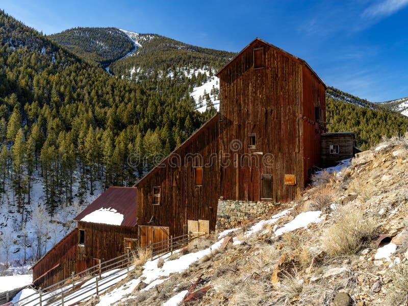 Bayhorse Mining Operation Historic Building on Hillside Stock Photo ...