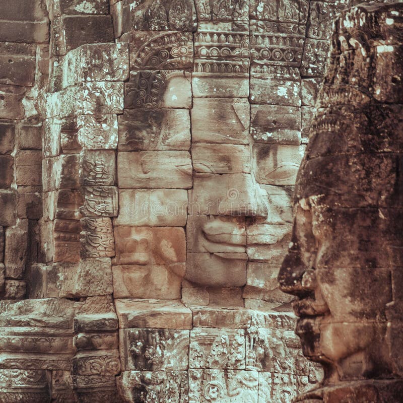 Bayon face Angkor Wat stock image. Image of face, buddhist - 80588153
