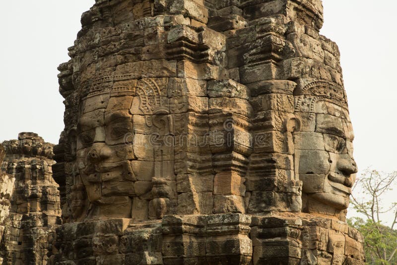 Bayon face column stock photo. Image of faces, khmer - 53922466