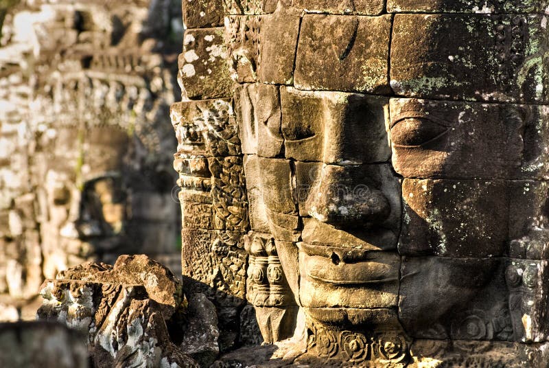 Bayon Faces. stock photo. Image of building, buddhism - 4344468