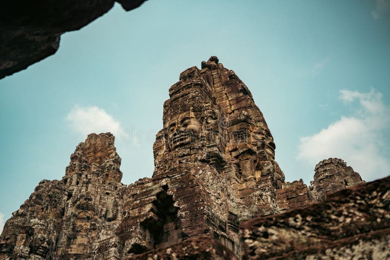 Bayon Temple in Angkor Complex Cambodia Stock Photo - Image of trees ...