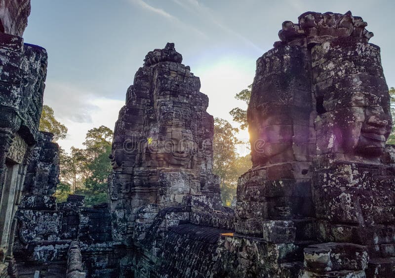 Bayon temple in Angkor Wat stock image. Image of siem - 113181675