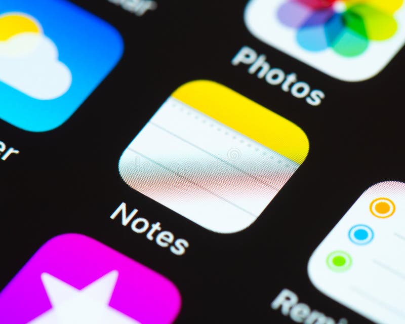 Notes App Icon on Apple IPhone Screen Editorial Stock Photo - Image of ...