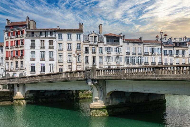 Bayonne in the Pays Basque, Bridge on the River Stock Image - Image of ...