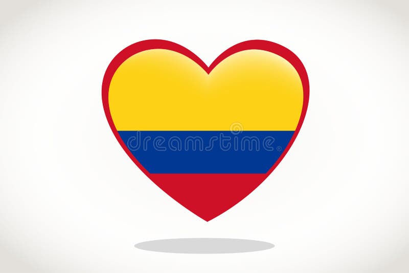 Columbia Flag in Heart Shape. Stock Vector - Illustration of design ...