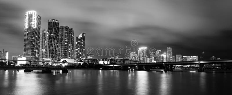 Bayside Miami Downtown MacArthur Causeway from Venetian Causeway. Miami ...