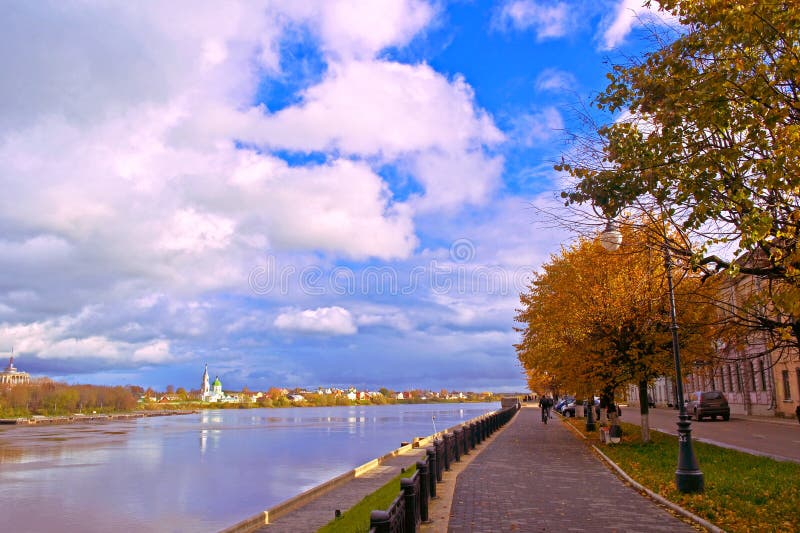 Baywalk. City Tver , River Volga Stock Image - Image of river, tver ...
