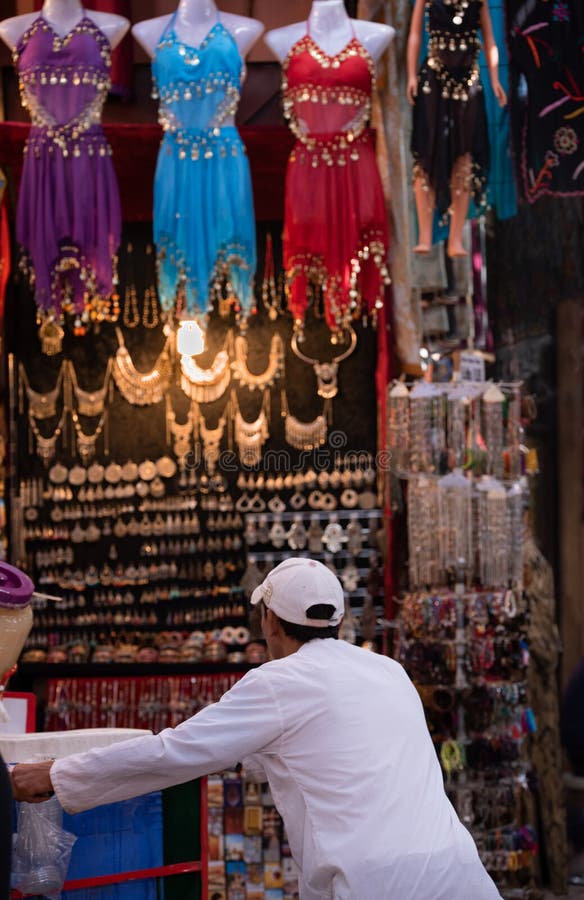 Bazaar in Marrakech, Morocco, at Night Editorial Image - Image of shop ...