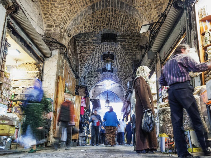 Souk Market Shopping Street in Old Town of Aleppo Syria Editorial Stock ...