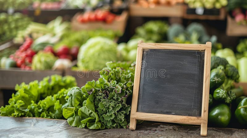 Bazaar Vegetables Green Sign for Text on the Counter Stock Photo ...