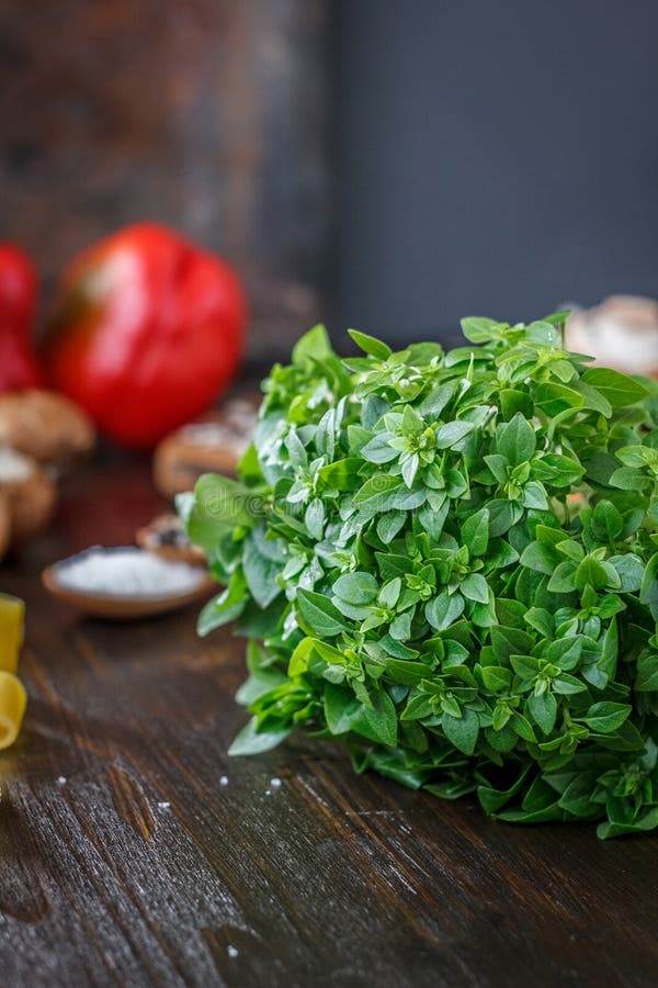 Bazil leaves on kitchen stock photo. Image of greenery - 114082756