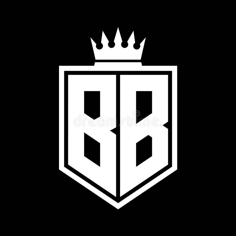 BB Logo Monogram Bold Shield Geometric Shape with Crown Outline Black ...