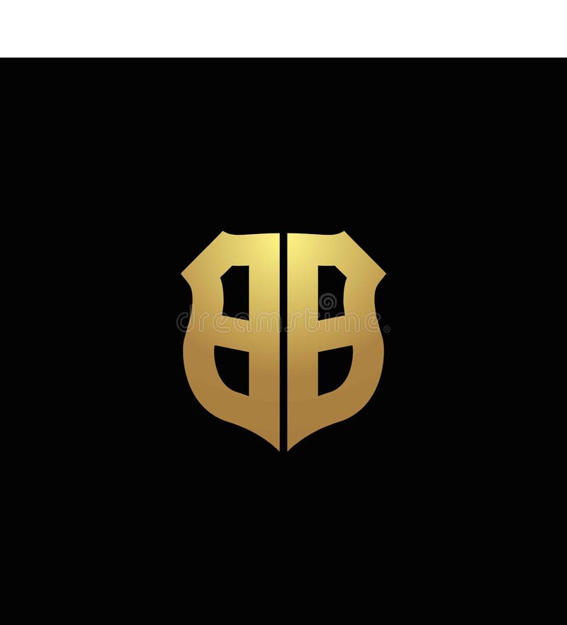 BB Logo Monogram with Gold Colors and Shield Shape Design Template ...