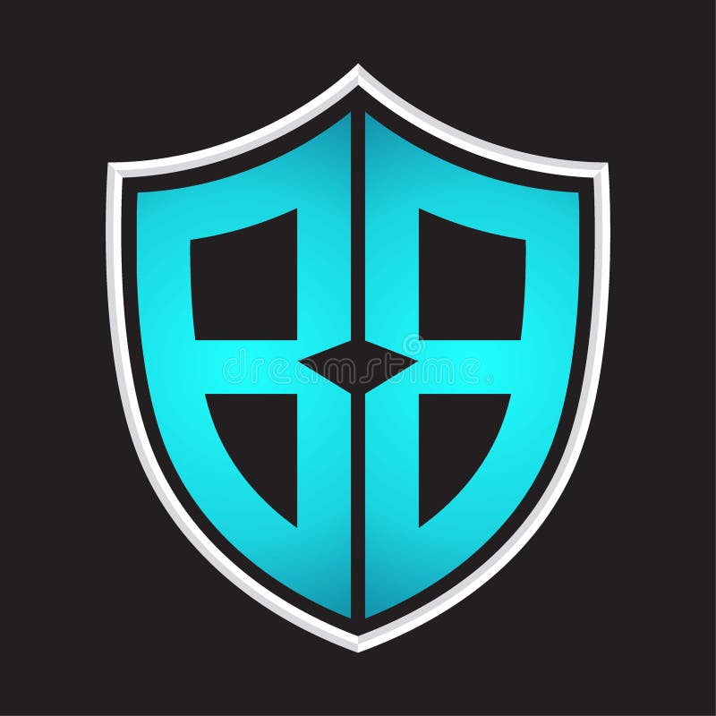 BB Logo Monogram with Shield Shape Isolated Blue Colors on Outline ...