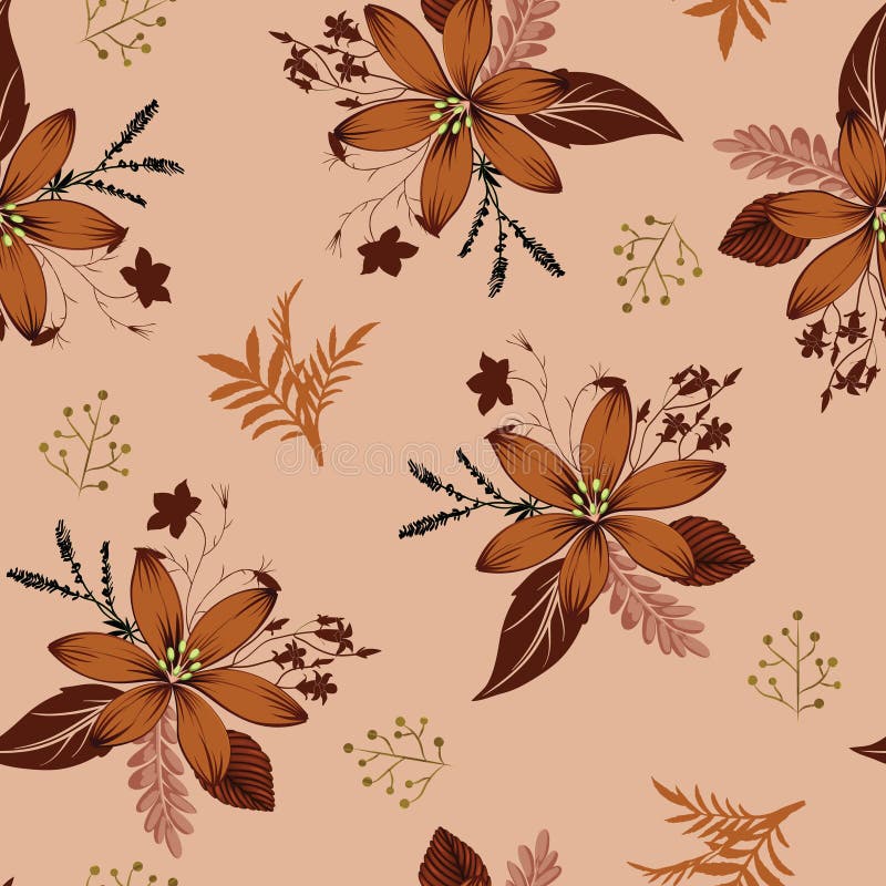 Seamless Flower Leaves Pattern Small Leaf Design Stock Vector ...