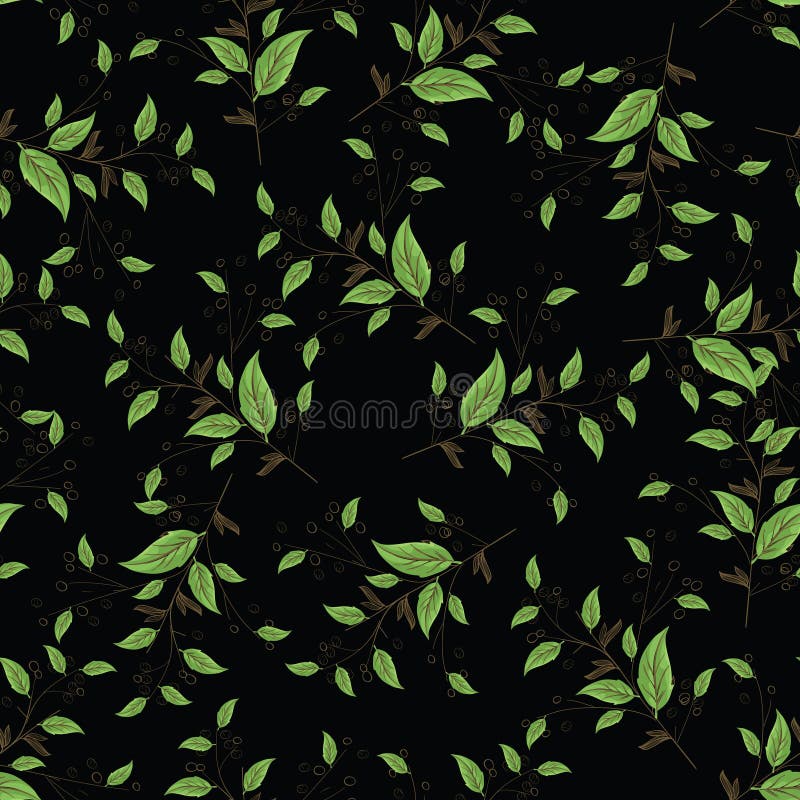 Seamless Flower Leaves Pattern Small Leaf Design Stock Vector ...