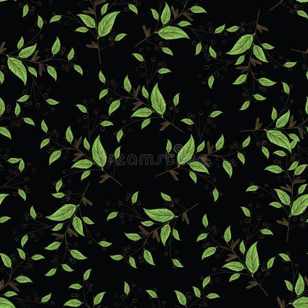 Seamless Flower Leaves Pattern Small Leaf Design Stock Vector ...