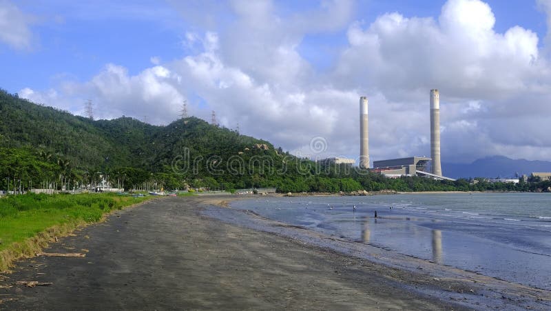 Bbeach, Water Waves, Ocean, Building, Mountains and Clouds Editorial ...