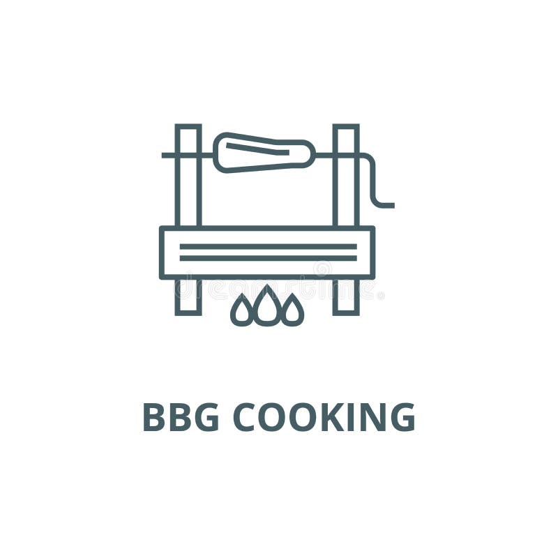 Bbg Cooking Line Icon, Vector. Bbg Cooking Outline Sign, Concept Symbol ...