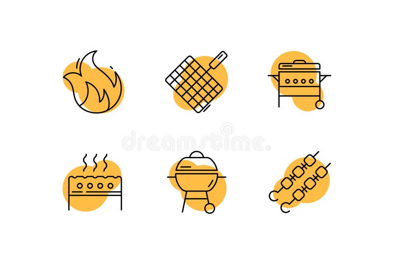 BBQ Barbecue Grill Icons. BBQ Collection Stock Vector - Illustration of ...
