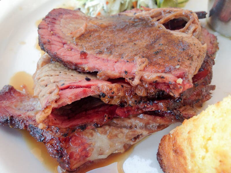 BBQ Brisket on a plate stock image. Image of corn, plate - 95573987