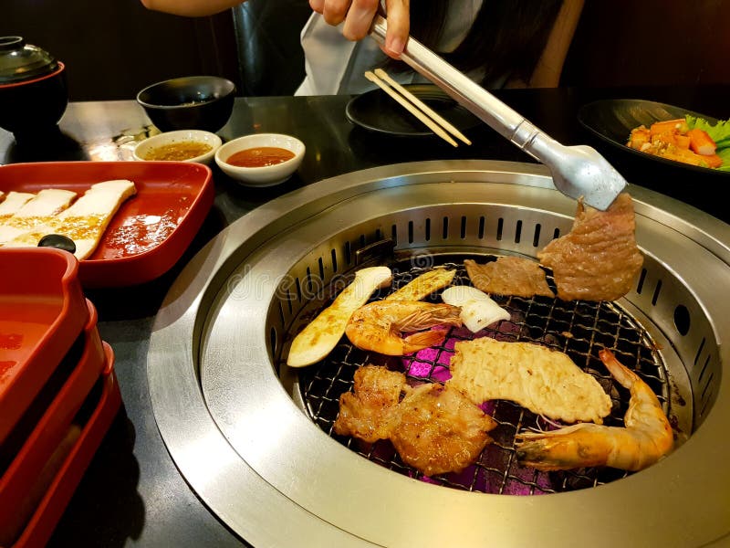 BBQ buffet on the table stock image. Image of fire, plate - 106190893