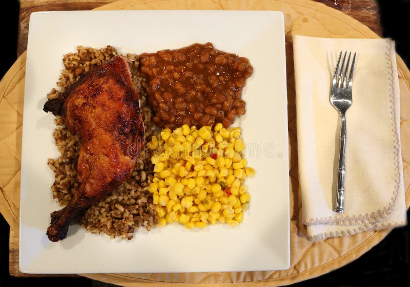 BBQ Chicken dinner plate stock image. Image of food - 340999447
