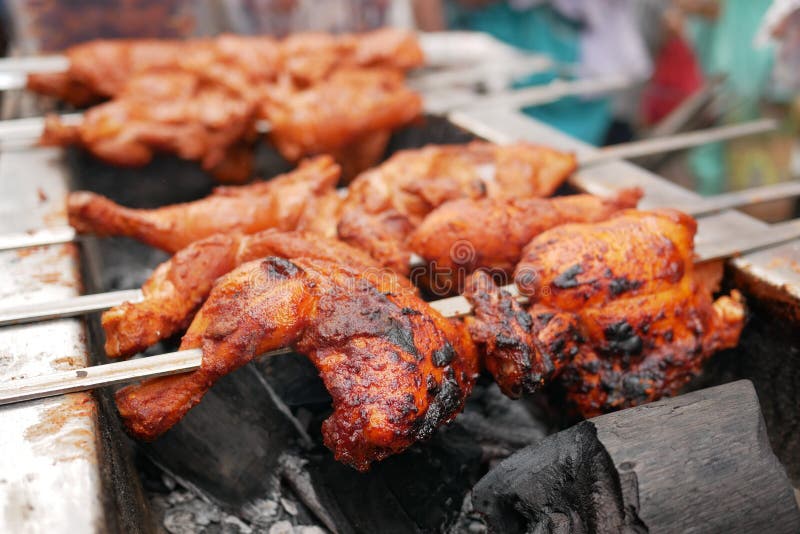 BBQ Chicken on Grill Close Up Stock Image - Image of plate, table ...