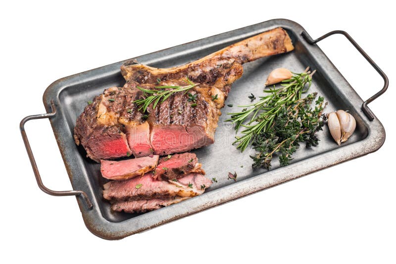 BBQ Cooked Tomahawk Beef Steak, Prime Ribeye with Bone on Tray with ...