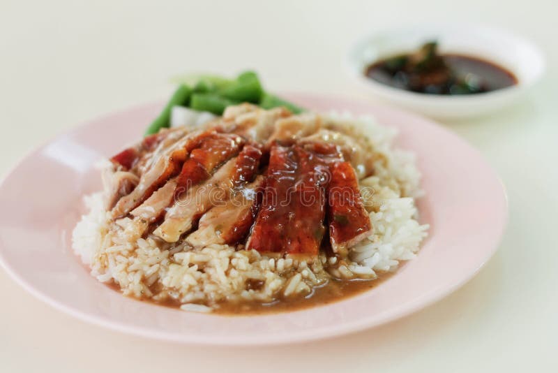 BBQ Duck with Rice stock photo. Image of green, dining - 68777170
