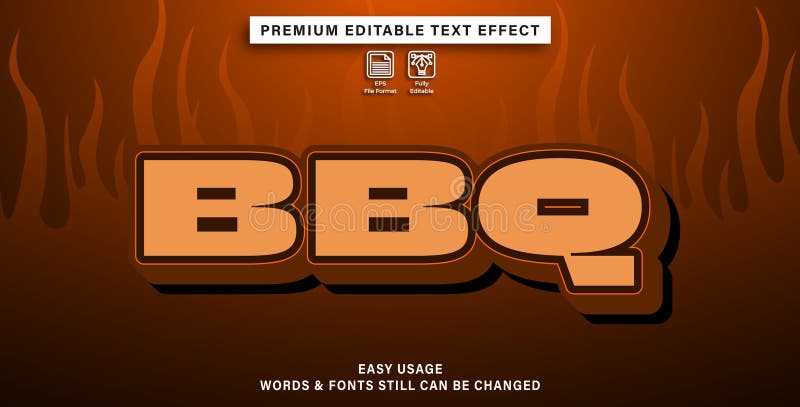 BBQ Editable Text Effect Style Stock Vector - Illustration of text ...