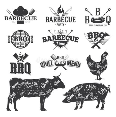 BBQ Emblems and Logos stock vector. Illustration of sauce - 59564000