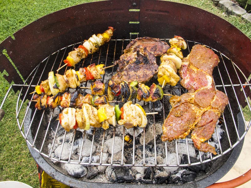 BBQ in the fresh air stock photo. Image of burn, close - 99353272