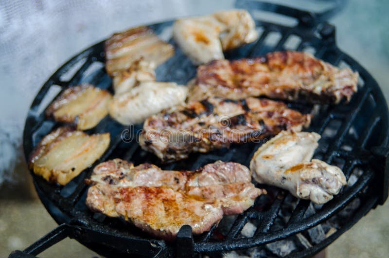 BBQ full of meat stock photo. Image of food, charcoal - 92777270