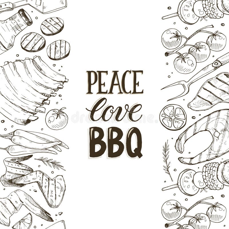 Bbq and grill banner stock vector. Illustration of line - 141066550