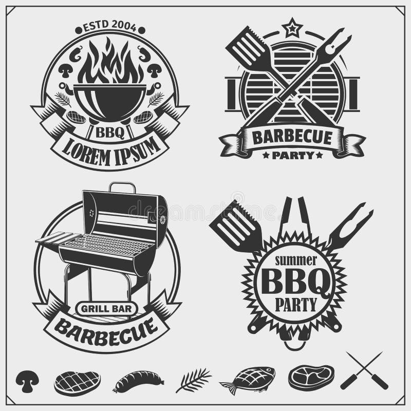 Bbq Grill Elements Labels Stock Illustrations – 205 Bbq Grill Elements ...