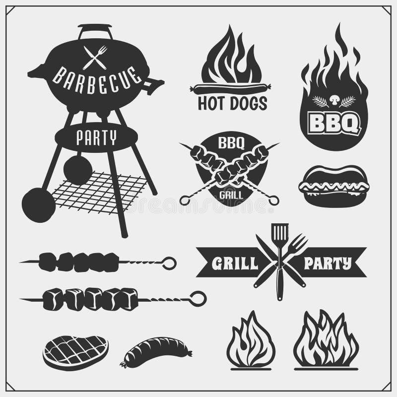 BBQ and Grill Labels Set. Barbecue Emblems, Badges and Design Elements ...