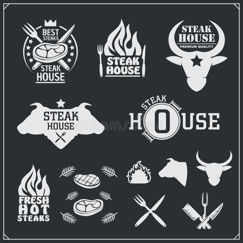 BBQ and Grill Labels Set. Barbecue Emblems, Badges and Design Elements ...