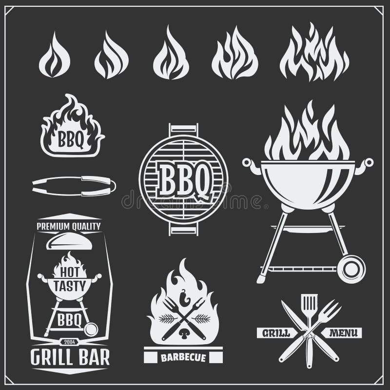 BBQ and Grill Labels Set. Barbecue Emblems, Badges and Design Elements ...